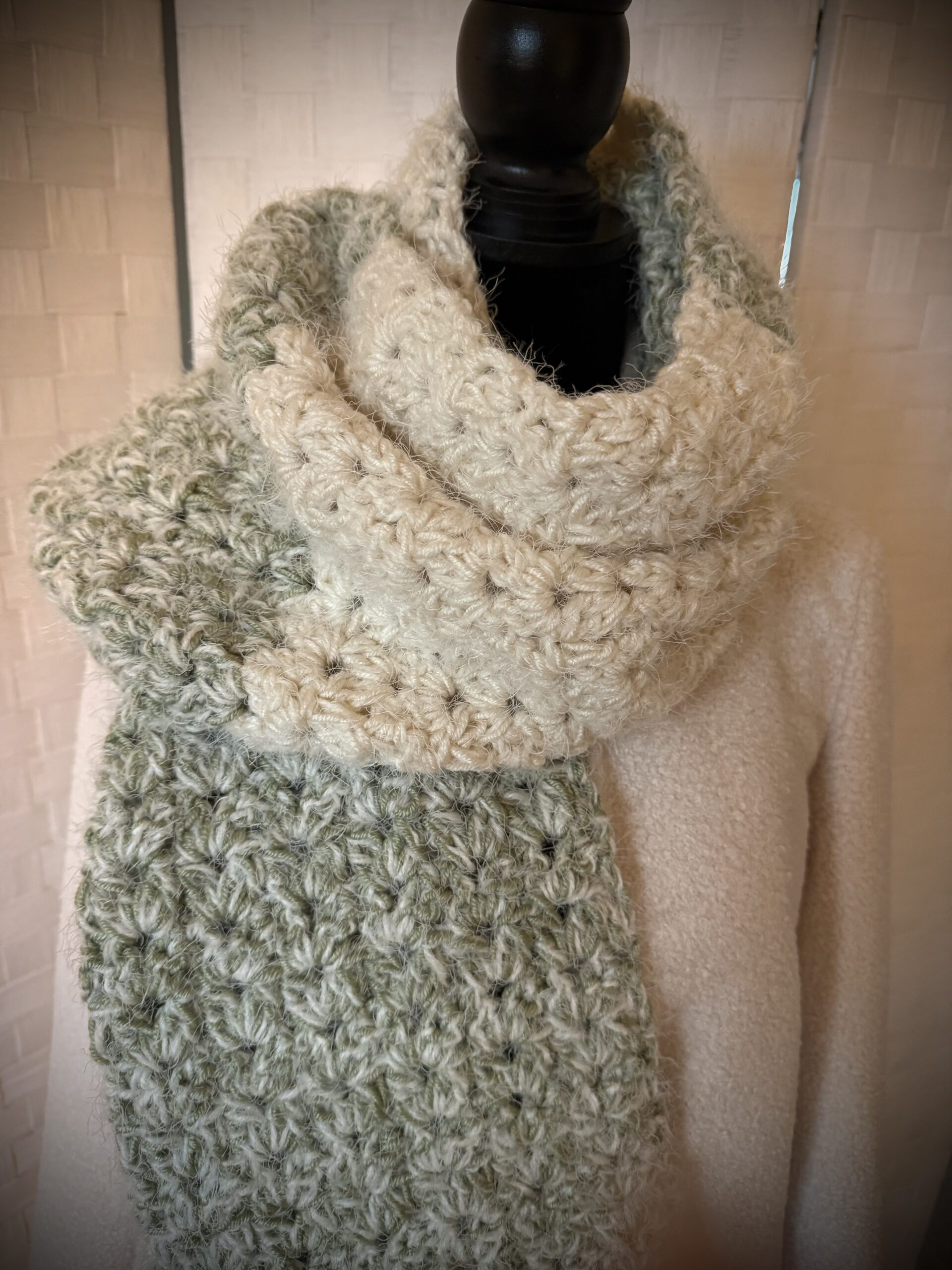 The Frosty Matcha Crochet Scarf - Kelly Rene Everyday